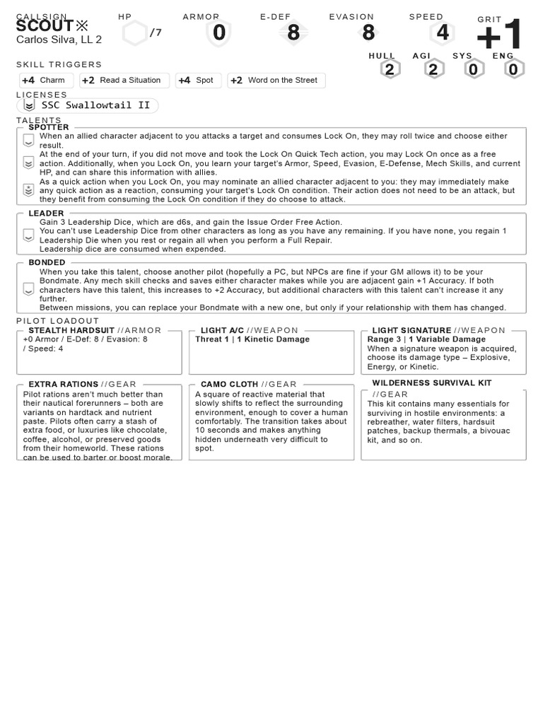 Scout Mech Loadout and Abilities Guide | PDF