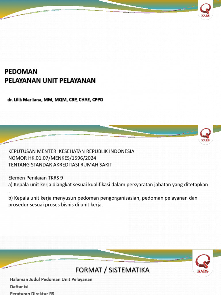 Pedoman Pelayanan Unit Pelayanan Feb 2025 | PDF