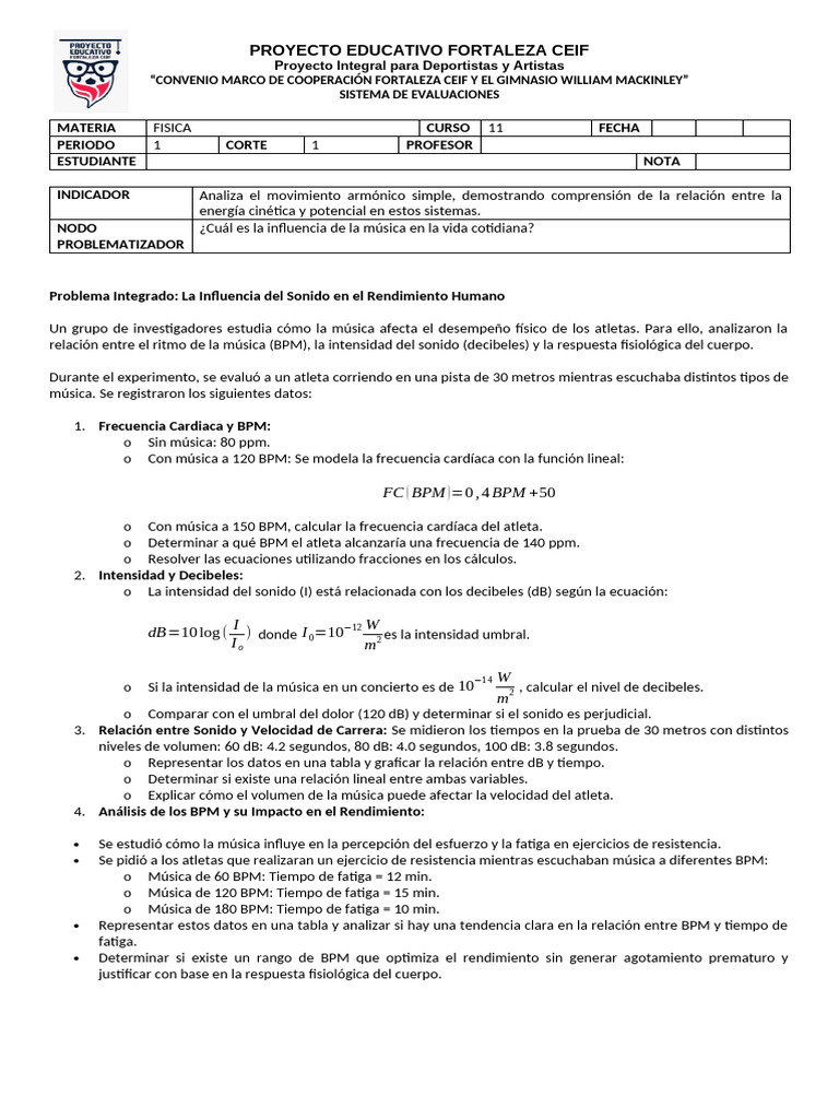 Proyecto Educativo Fortaleza Ceif | PDF | Sonido | Decibel