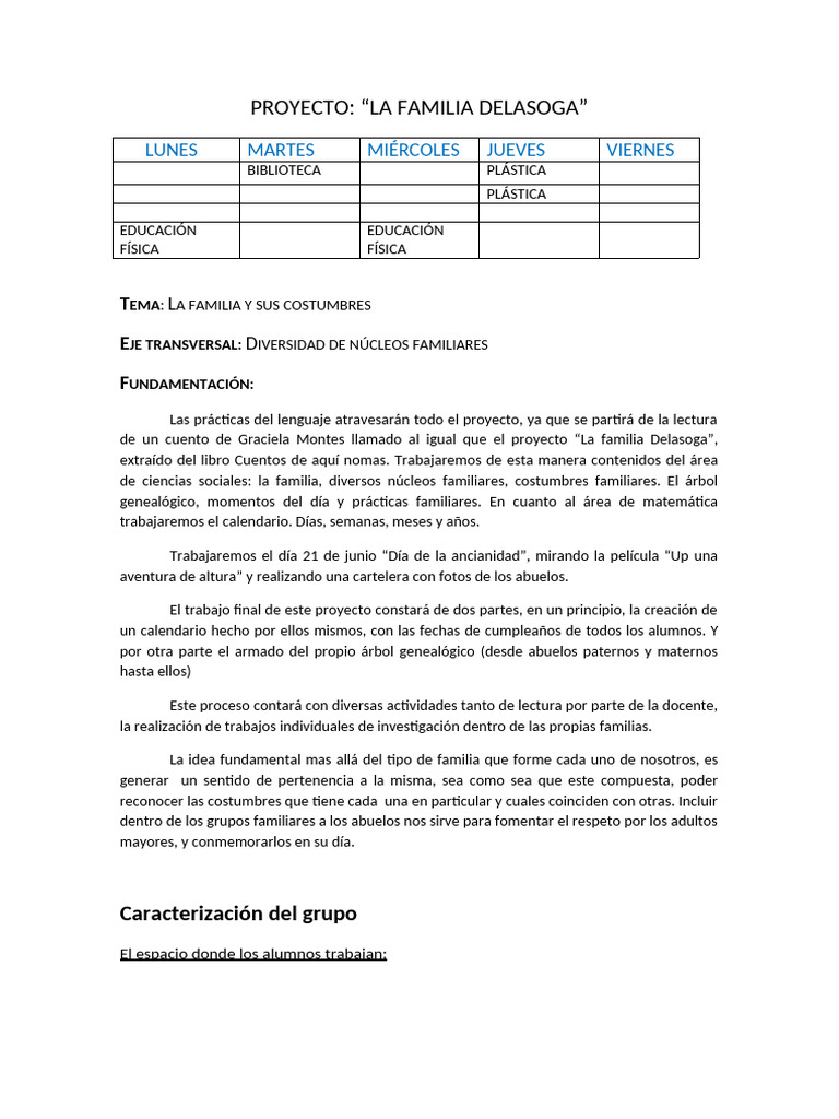 Proyecto La Familia Delasoga | PDF | Comunicación humana | Aprendizaje