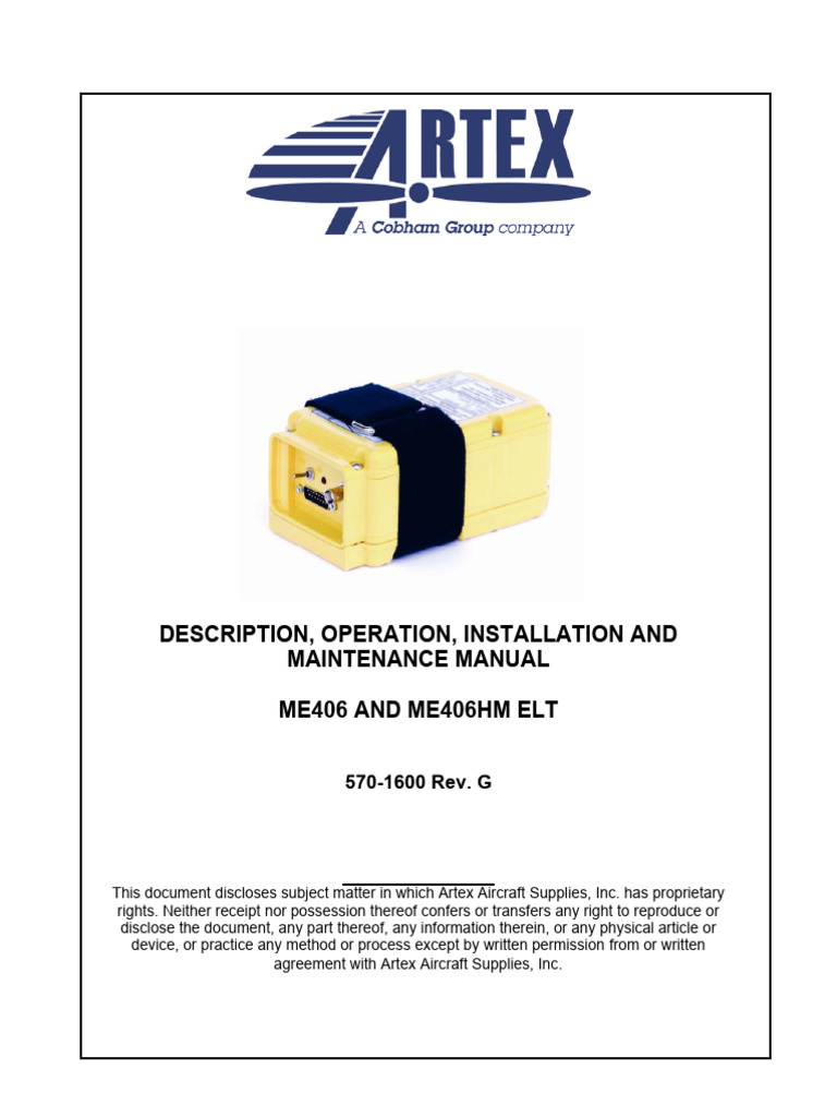ME406 ELT Manual: Operation & Maintenance | PDF | Electrical Connector
