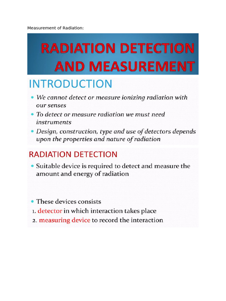 Measurement of Radiation | PDF | Radiation | Physical Phenomena