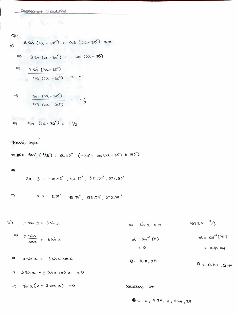 F4 Add Maths Assessment Solutions | PDF