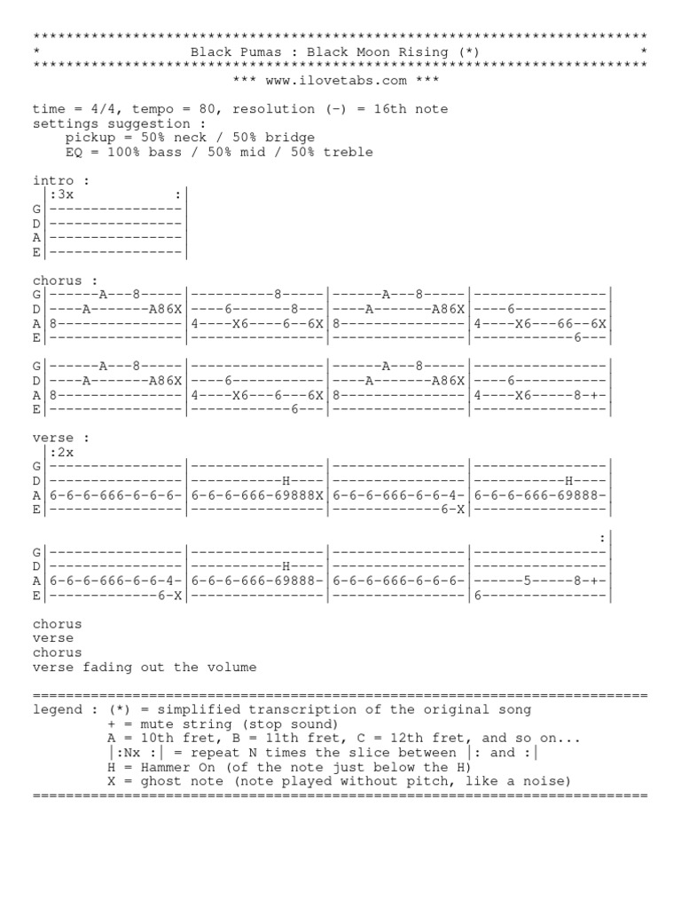 Black Pumas Black Moon Rising Tab en | PDF