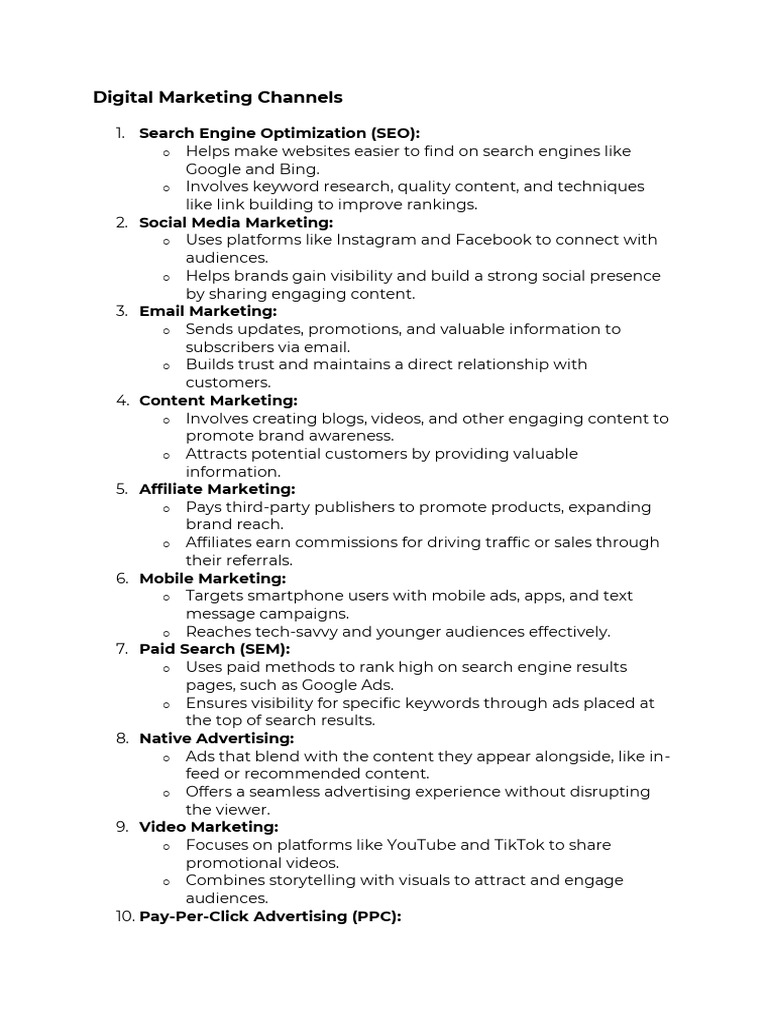 Essential Digital Marketing Channels | PDF