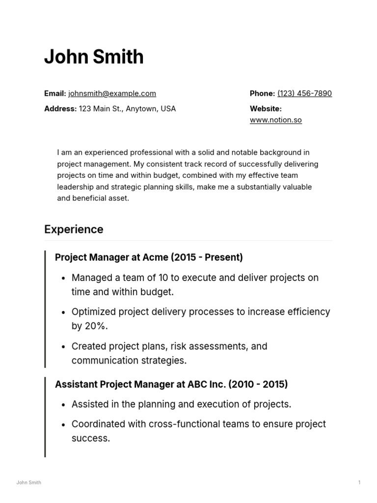 John Smith | PDF | Project Management | Leadership
