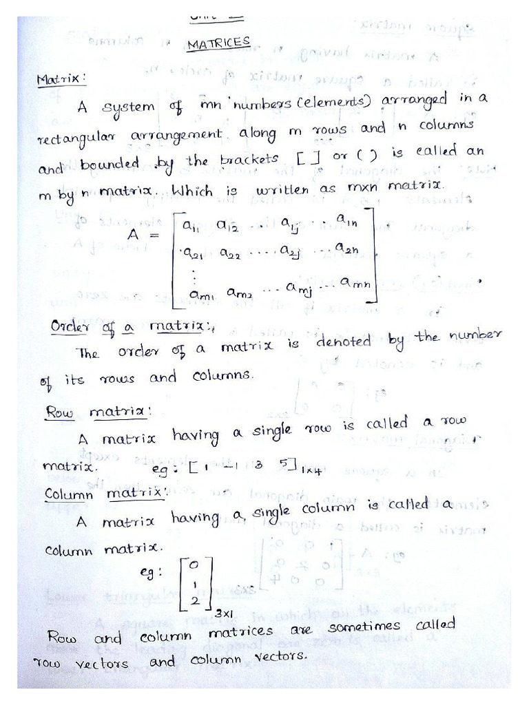 Unit-I Matrices | PDF