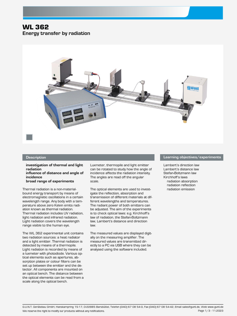 Energy Transfer Experiments WL 362 | PDF | Electromagnetic Radiation ...