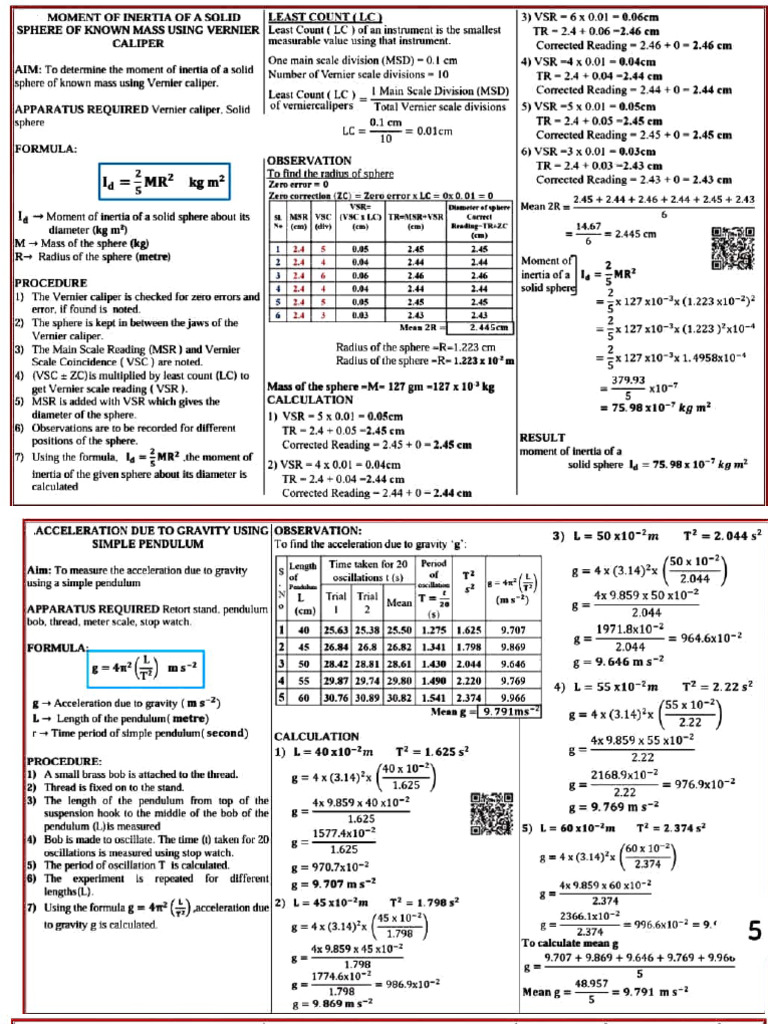 Class 11 Physics Practical Manual 24-25 | PDF | Physics | Mechanics