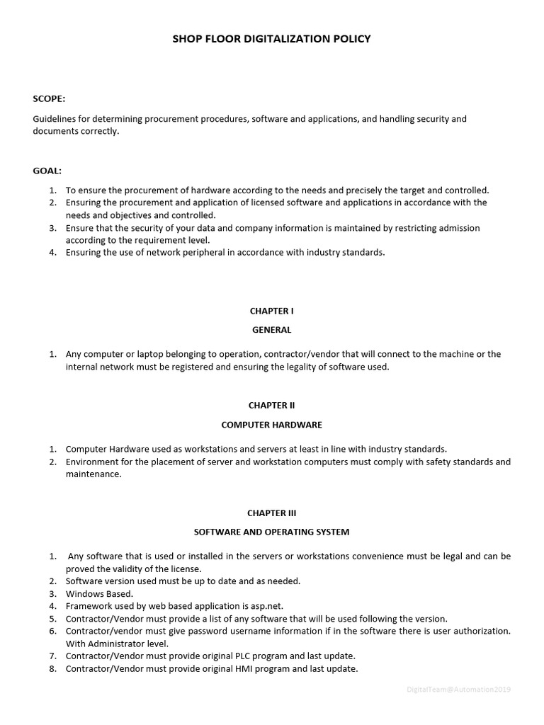 Shop Floor Digitalization Policy Guide | PDF | Software | Databases
