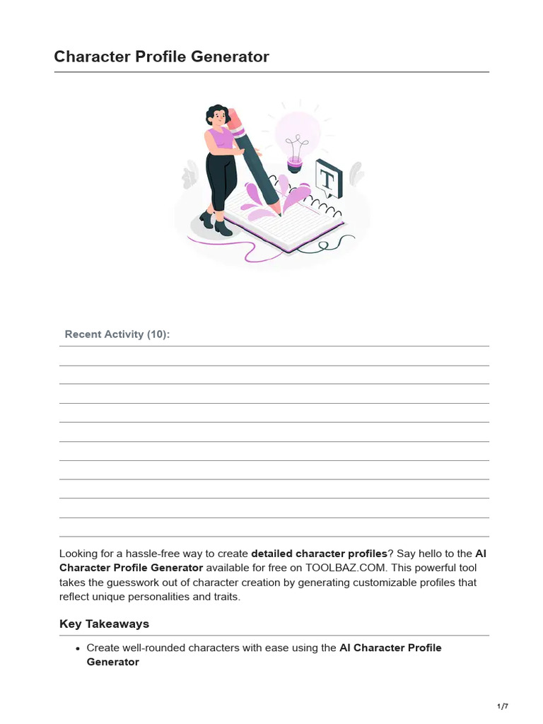 Character Profile Generator | PDF | Artificial Intelligence | Intelligence (AI) & Semantics