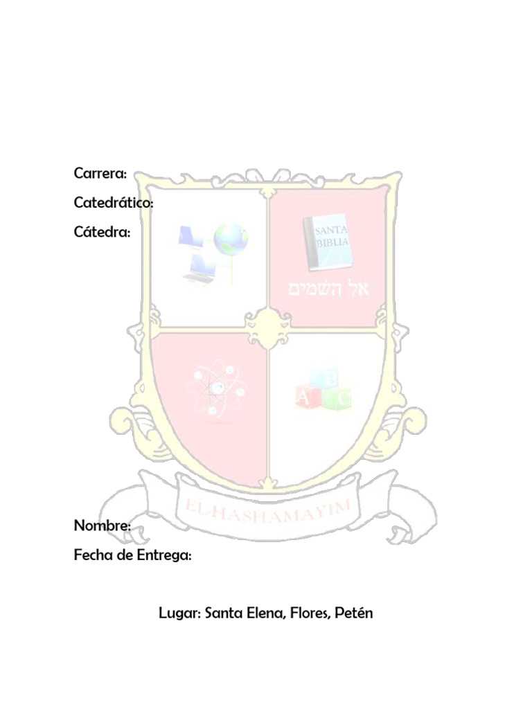 CARATULA COLEGIO CRISTIANO EL-HASHAMAYIM Vacia | PDF