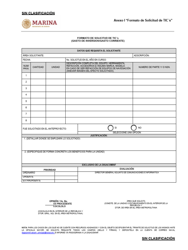 Formato de Solicitud de TICs | PDF