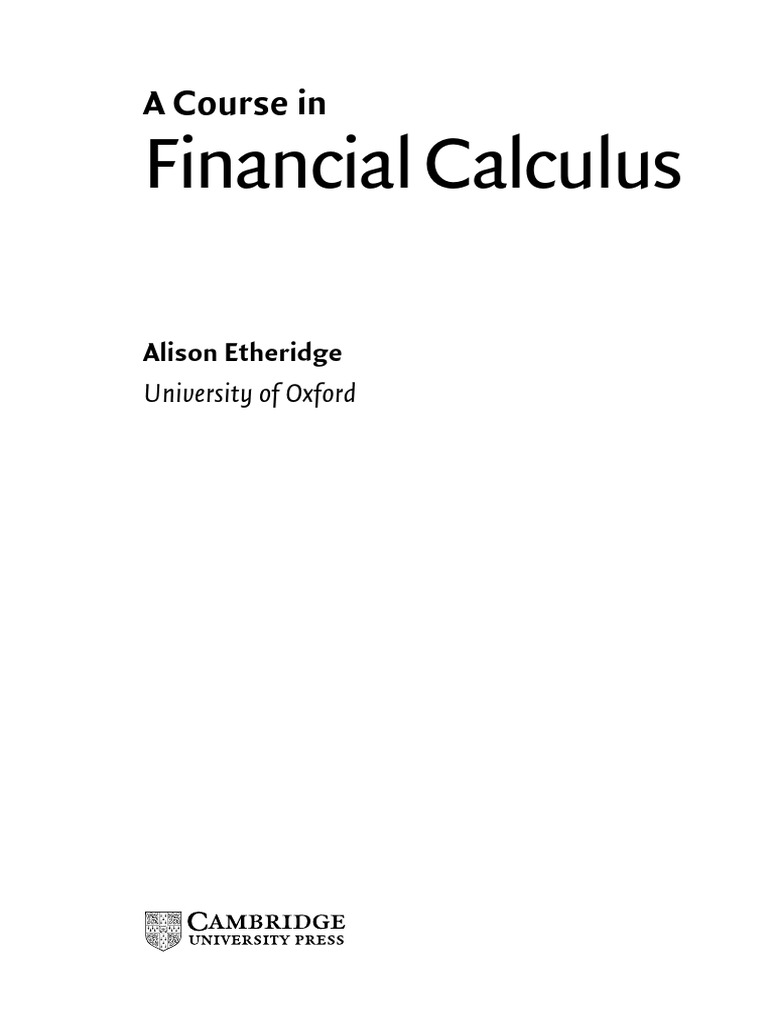 A Course in Financial Calculus 1wxhm61prn | PDF | Option (Finance ...