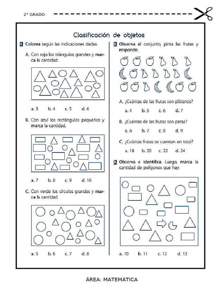 Clasificación de Objetos Segundo Grado Matematica | PDF