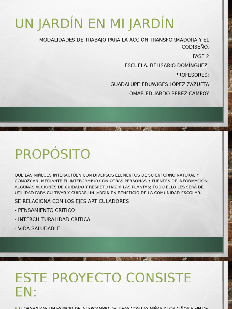 Jardín Escolar: Aprendizaje y Cuidado | PDF