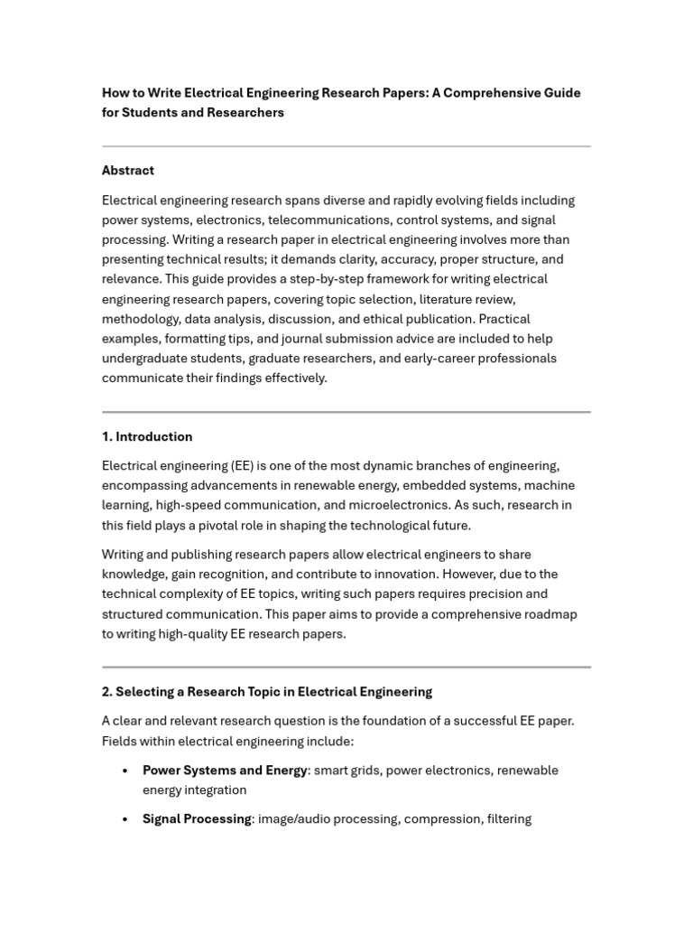 How To Write Electrical Engineering Research Papers | PDF | Electrical ...