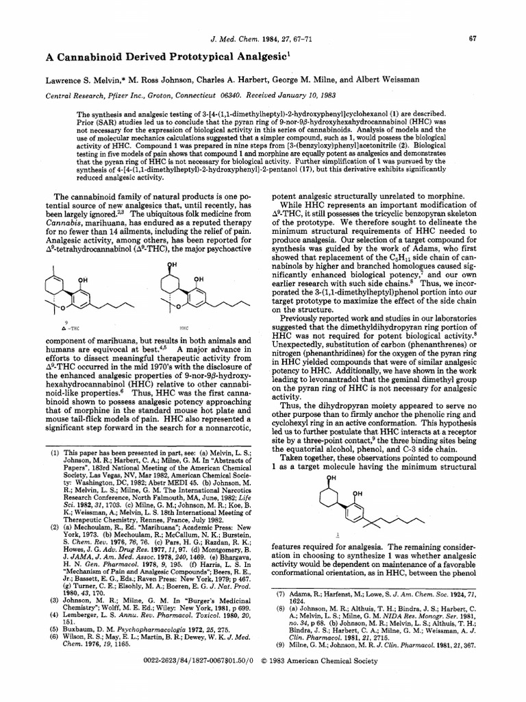 A Cannabinoid Derived Proto - Typica1 Analgesic - 1984 | PDF | Chemical ...