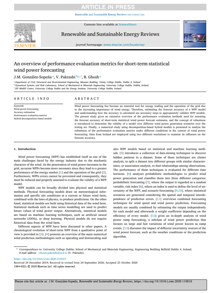 An Overview Of Performance Evaluation Metrics For Pdf Forecasting