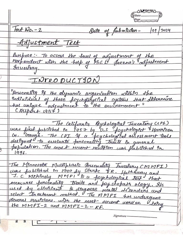 Adjustment Test | PDF