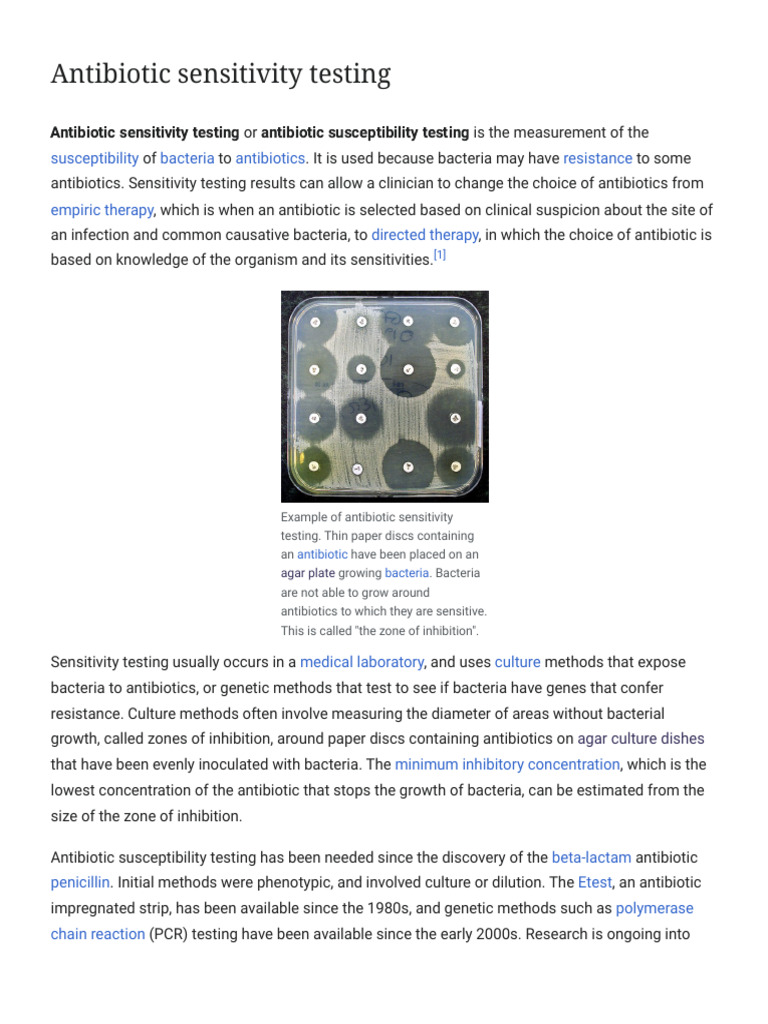 Antibiotic Sensitivity Testing Explained | PDF | Life Sciences | Biology