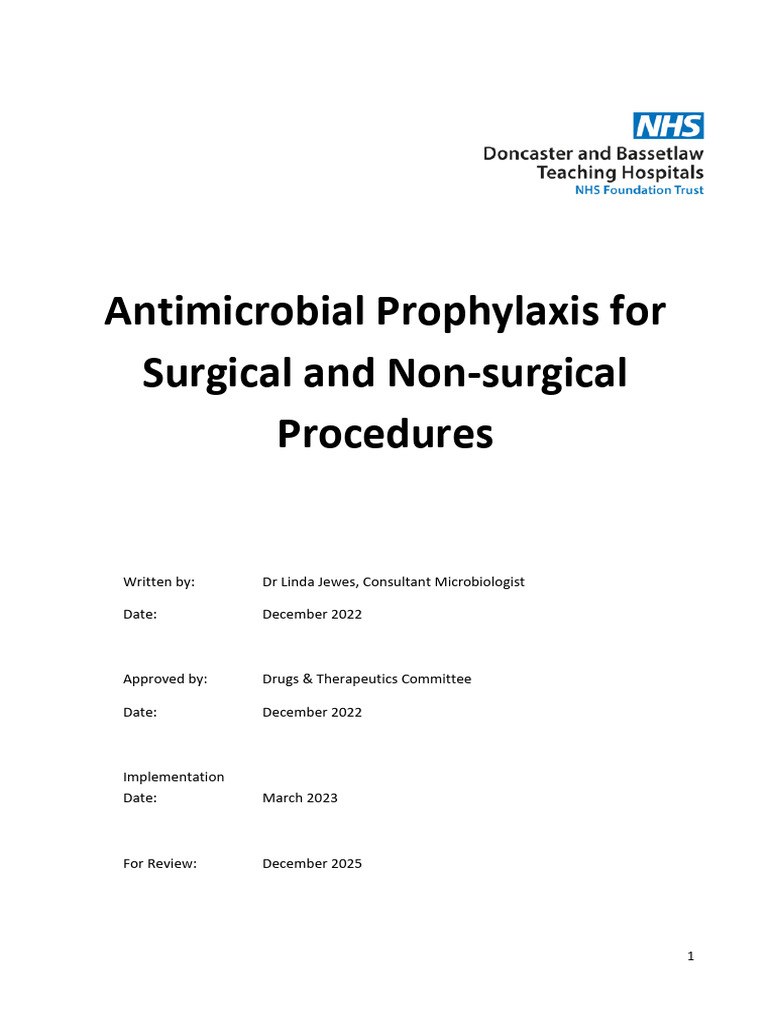 Antimicrobial Prophylaxis For Surgical and Non Sugical Procedures Update.. - Jan23 | PDF ...