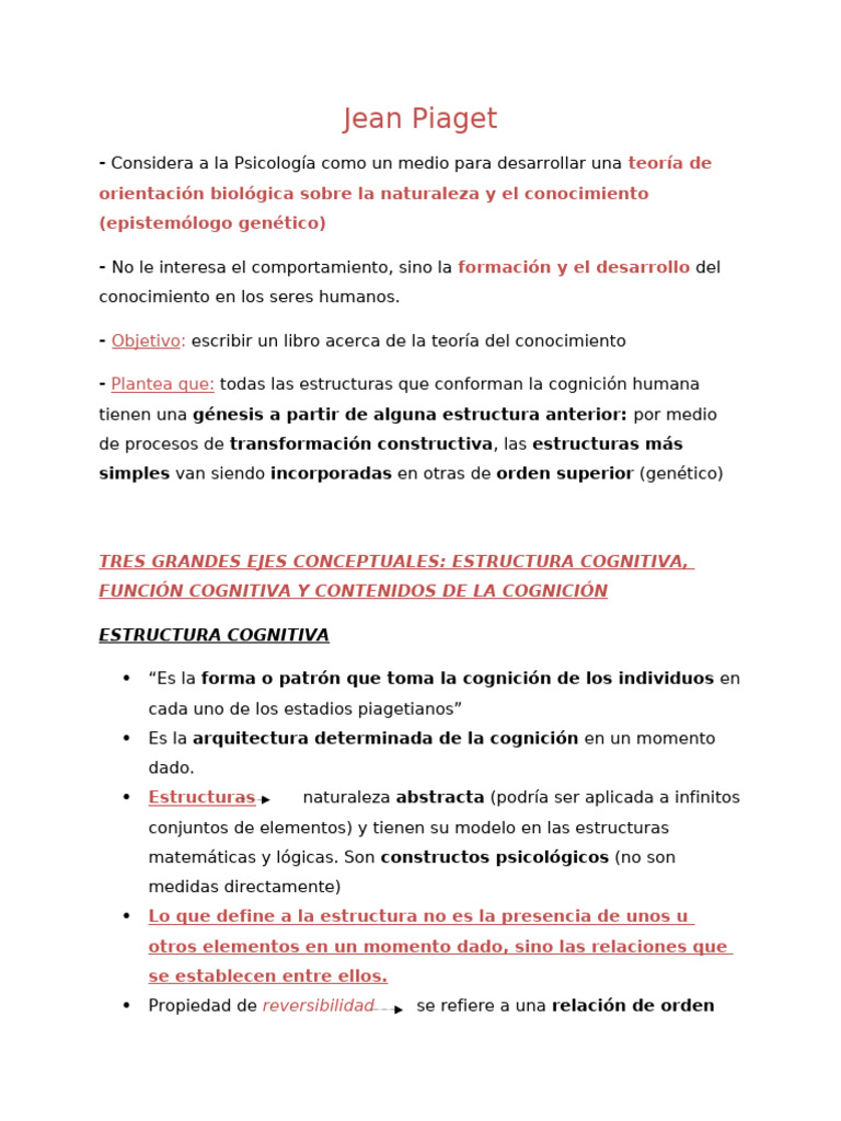 Estructuras Cognitivas en Piaget | PDF | Cognición | Sicología