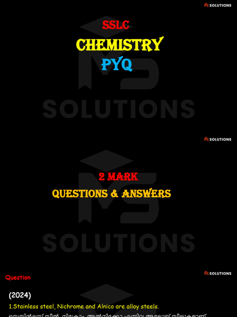 10 TH Chemistry PYQ (2,3,4 Mark Q & A) | PDF