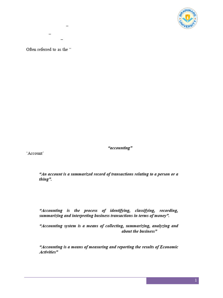 BBA Study Material Module1 | PDF | Expense | Debits And Credits