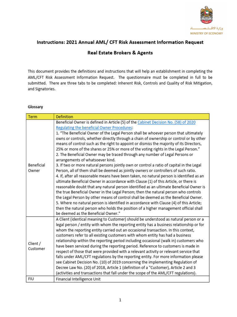 Real Estate Agents and Brokers 2021 Annual AML CFT Risk Assessment ...