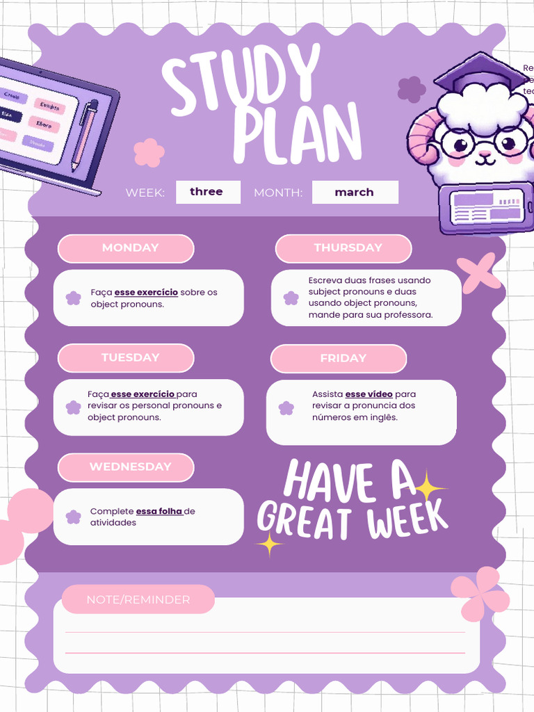 Plano de Estudo para Pronomes em Inglês | PDF