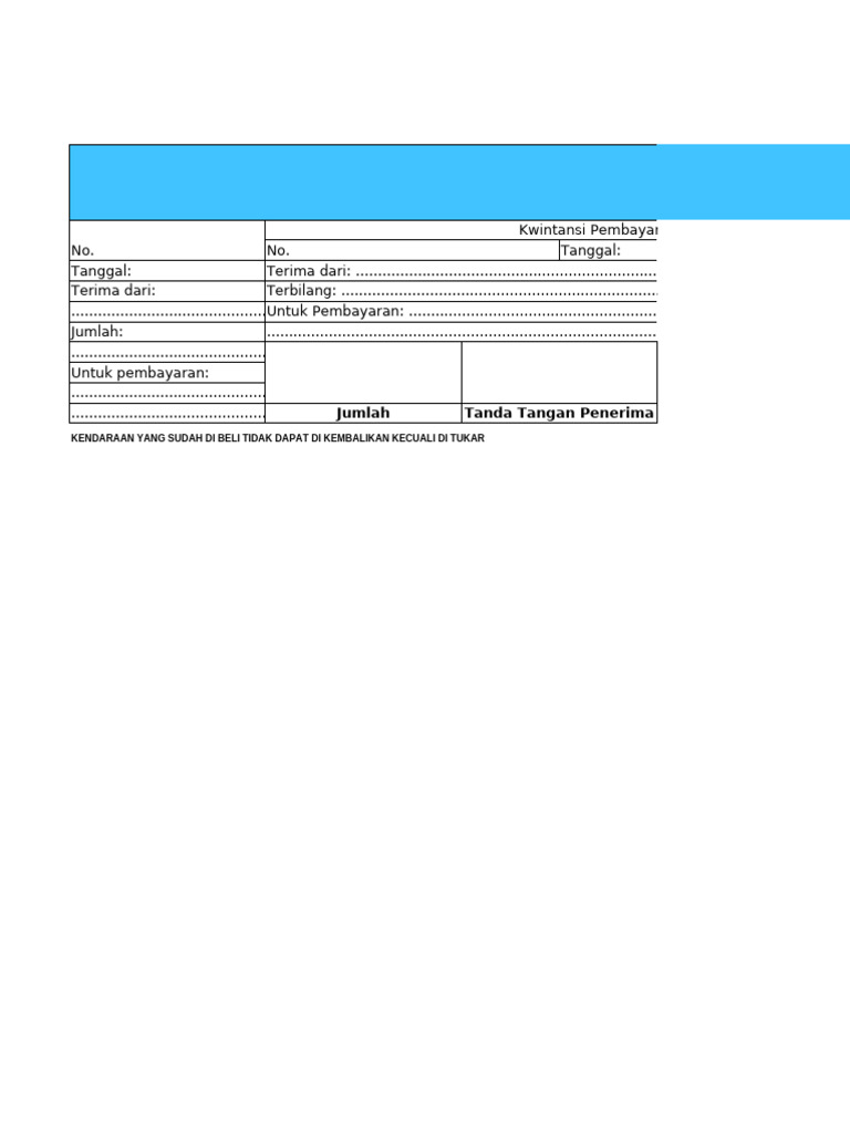 Template Kwitansi Pembayaran Kosong | PDF