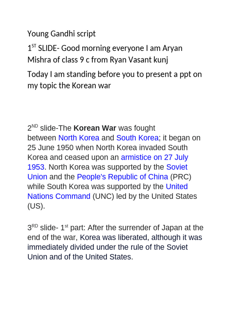Korean War Script | PDF | Korean War | World Politics