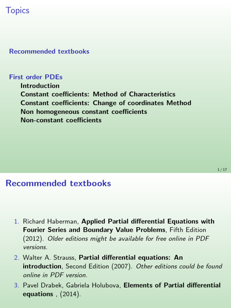 (Handout) Solving - First - Order - PDE | PDF | Partial Differential Equation | Multivariable ...