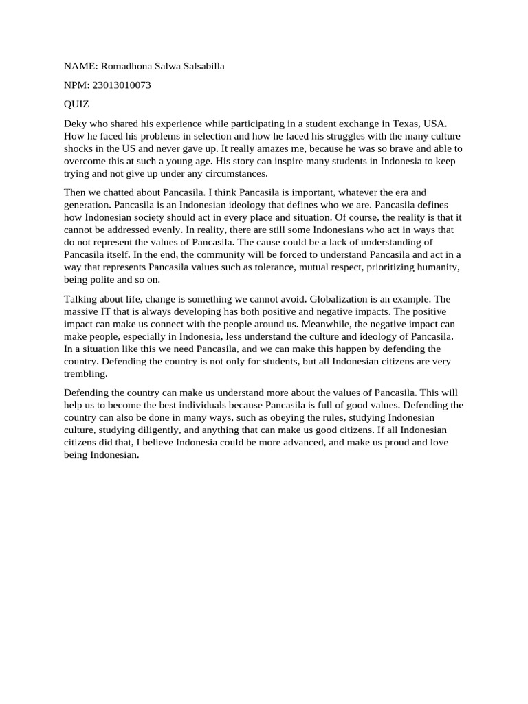 Romadhona Salwa S - QUIZ | PDF