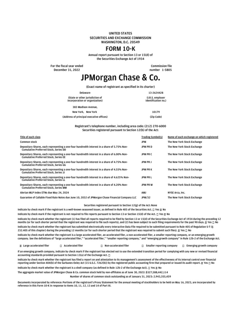 JPMorgan Chase 2022 Annual Report | PDF | Federal Deposit Insurance ...