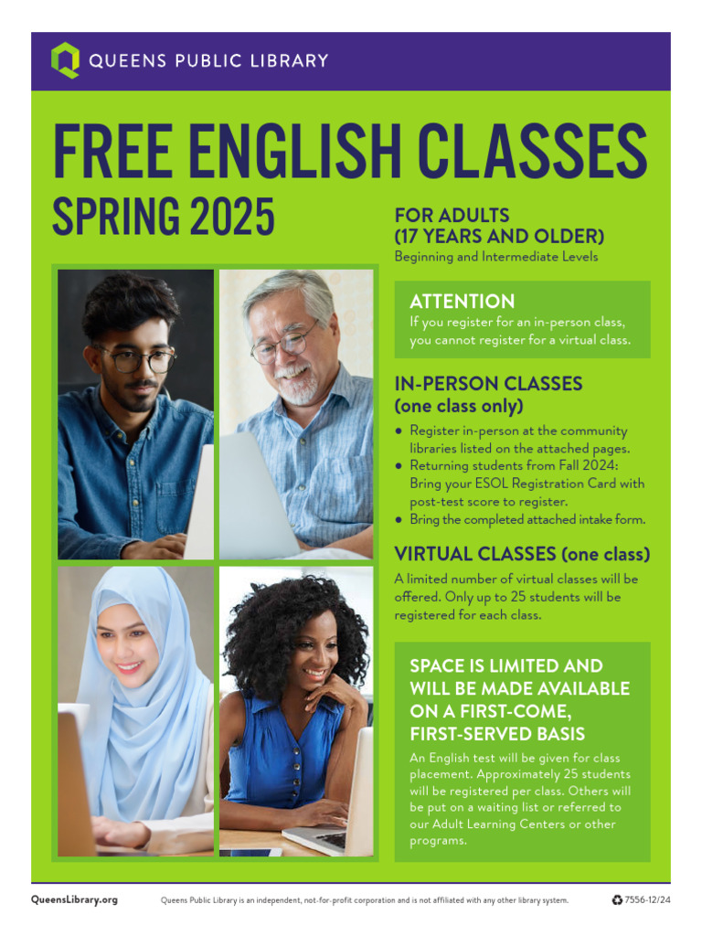 7556-1224_ESOL Walk in Flyer Spring 2025_R5 (1) | PDF | Workweek And ...