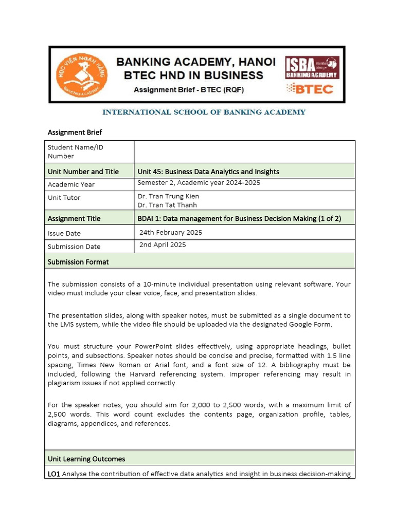Business Data Analytics Assignment Guide | PDF | Data Management | Data