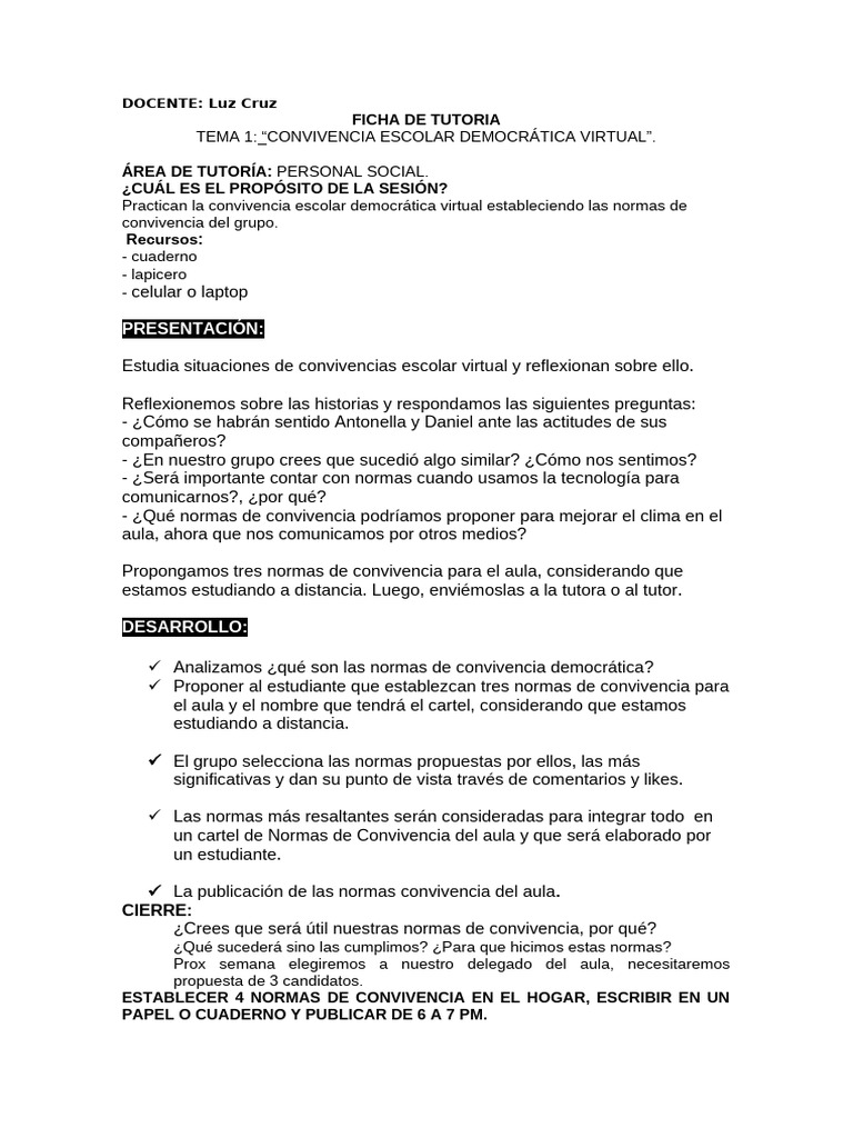 sesion tutoria NORMAS CONVI | PDF