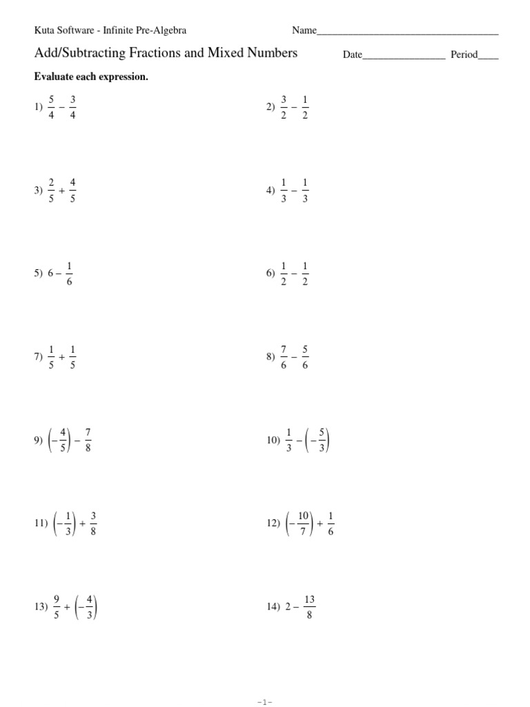 Add+Subtracting Fractions and Mixed Numbers | PDF | Arithmetic ...
