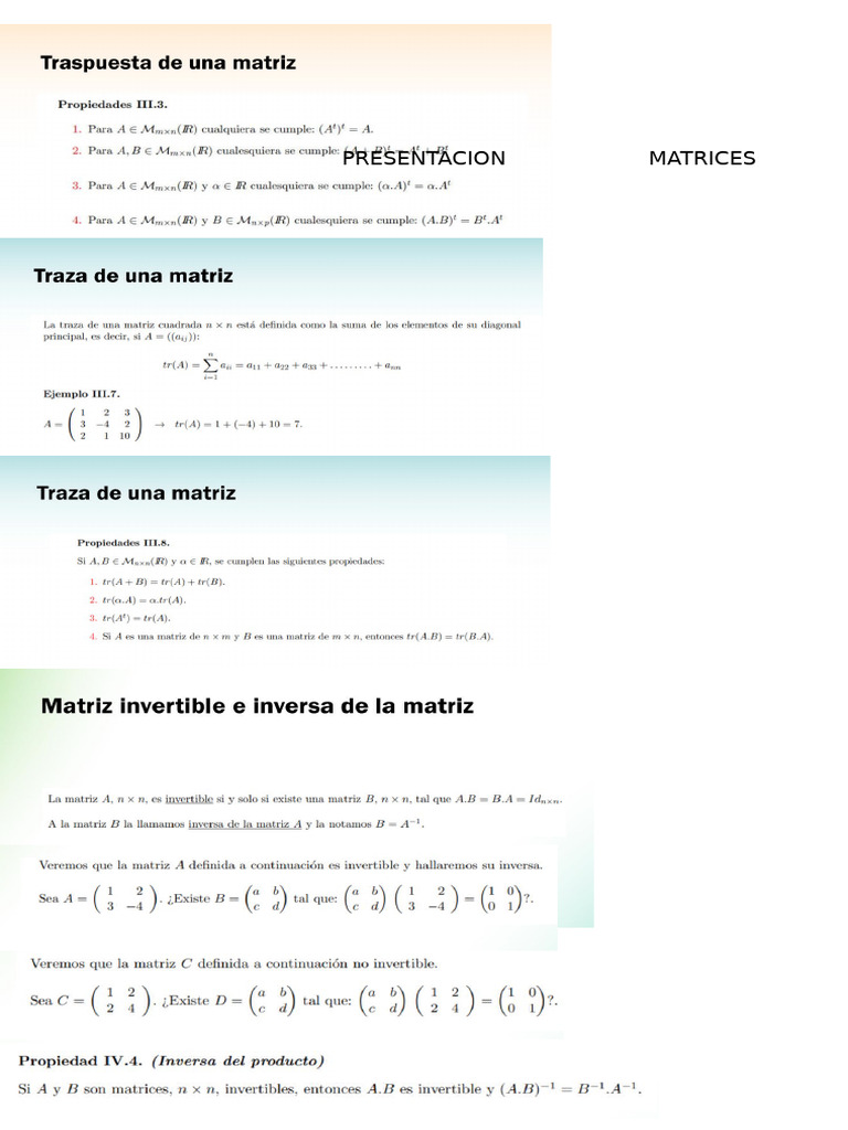 MATRICES PRESENTACION | PDF