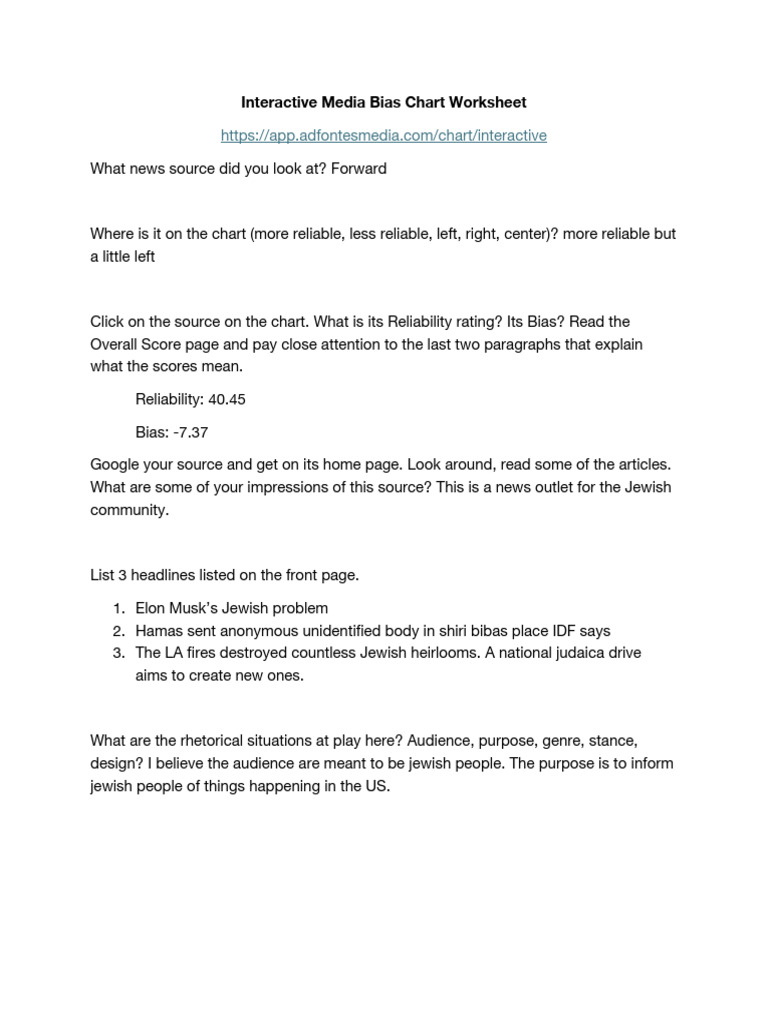 Interactive Media Bias Chart Worksheet | PDF