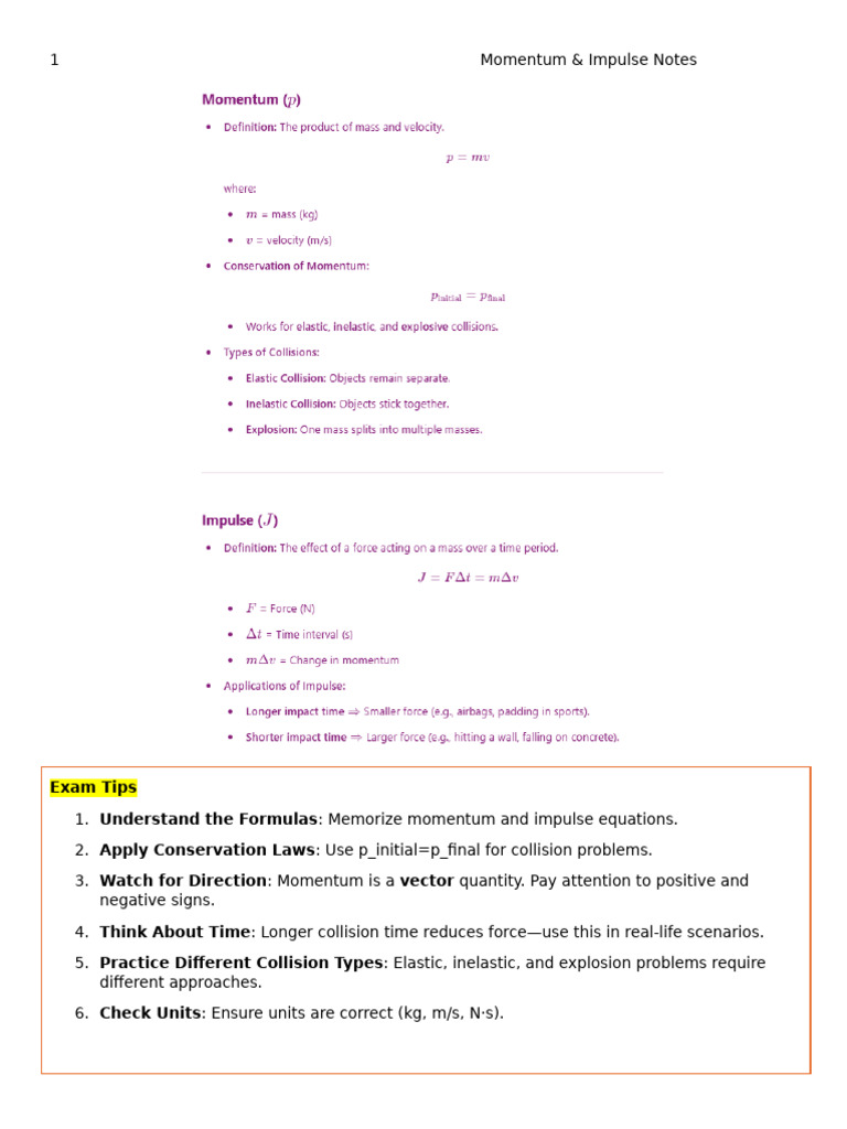 Momentum_Impulse_Notes_Sample_Problems | PDF