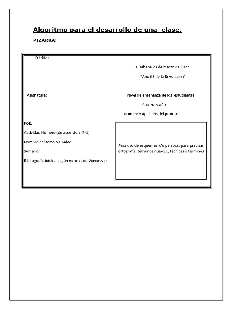 Algoritmo para el desarrollo de una clase (Conferencia) | PDF ...