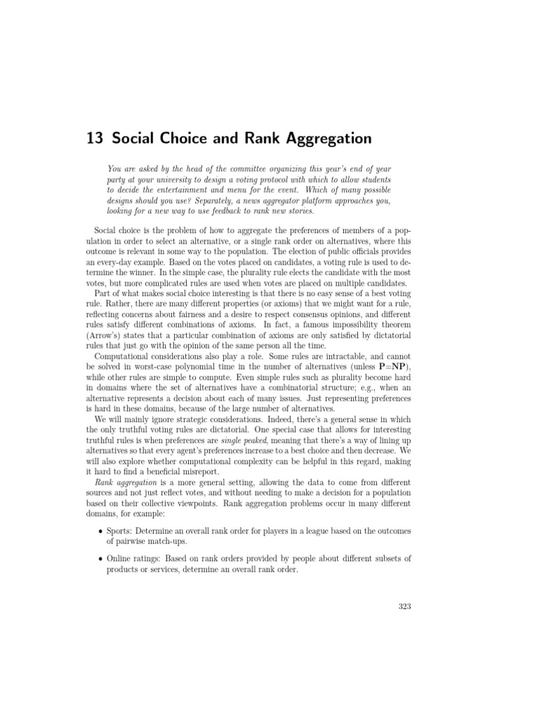 Social Choice Ranking Study | PDF | Voting | Computational Complexity ...