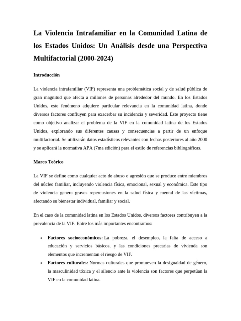 La Violencia Intrafamiliar en la Comunidad Latina de los Estados Unidos | PDF | Masculinidad ...