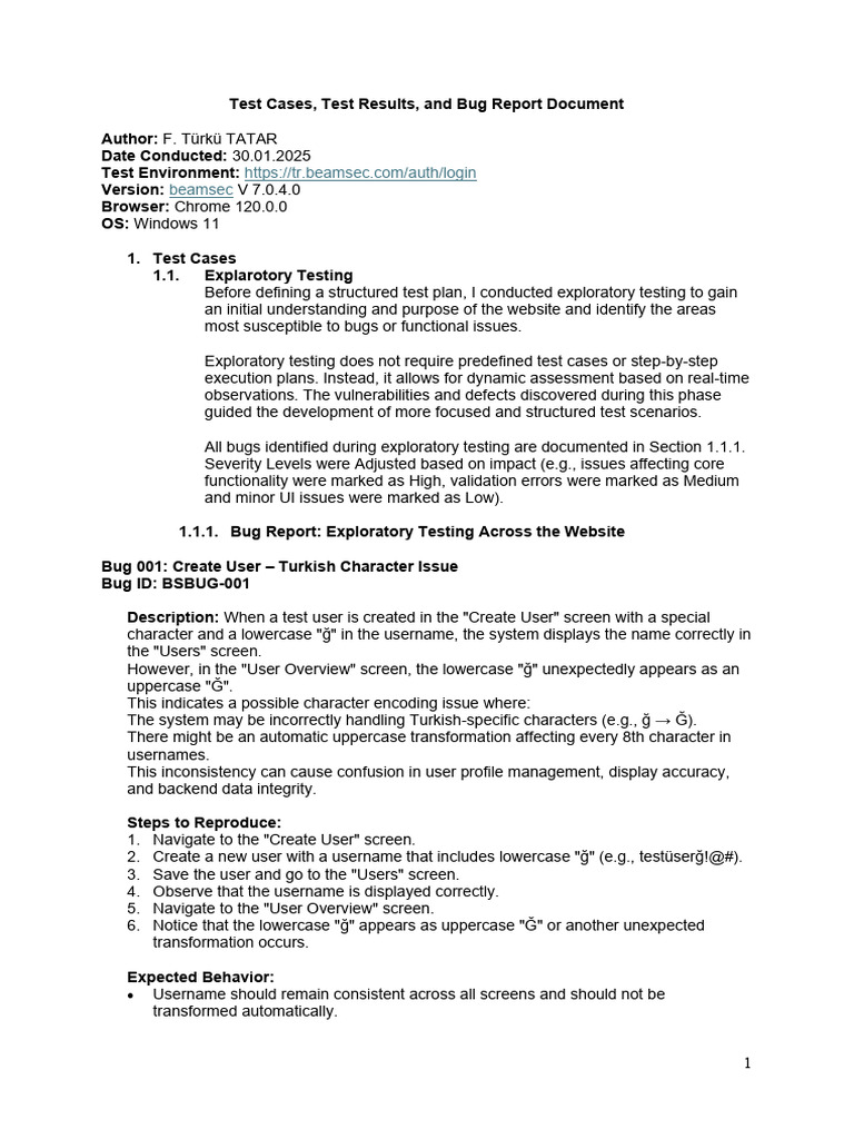BeamSec Test Report 02032025 | PDF | Software Testing | Computing