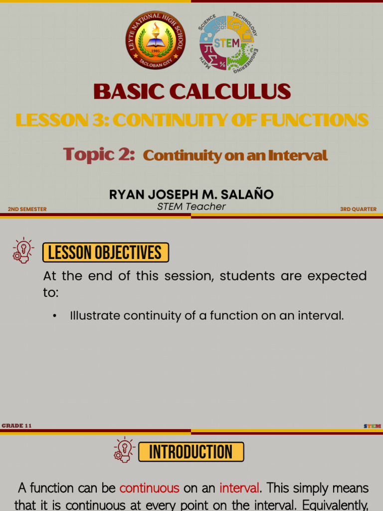 BASIC-CALCULUS-Q3-LIMITS-AND-CONTINUITY-LESSON3-TOPIC2-CONTINUITY-ON-AN-INTERVAL | PDF ...