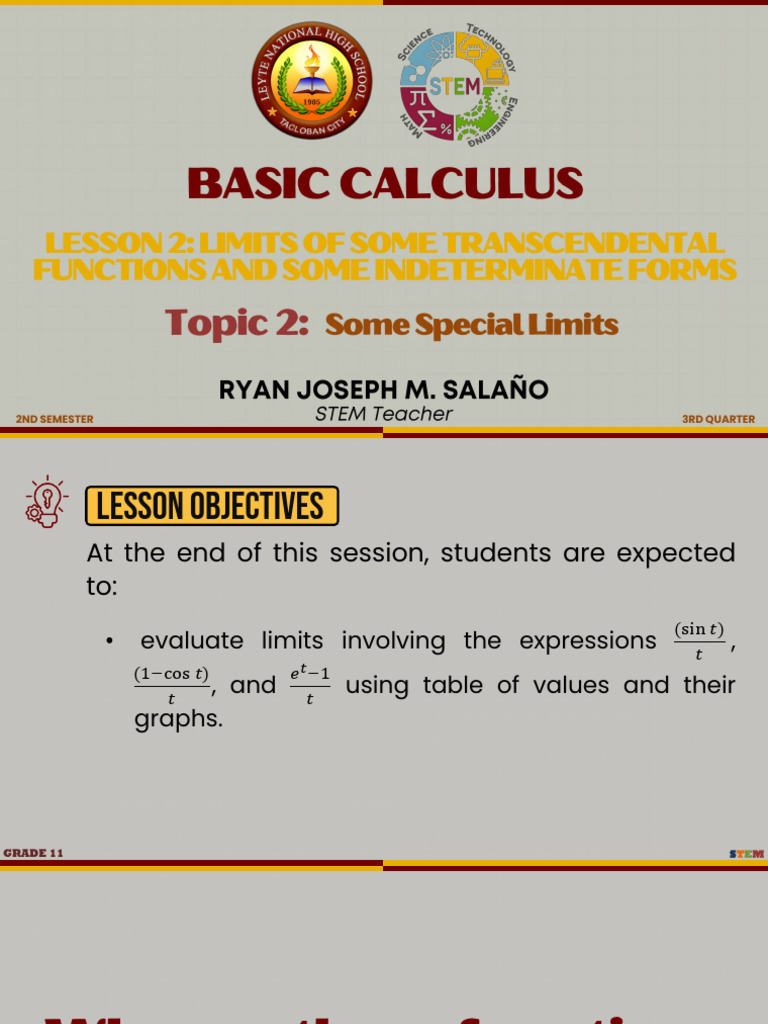 Evaluating Special Limits in Calculus | PDF | Function (Mathematics ...