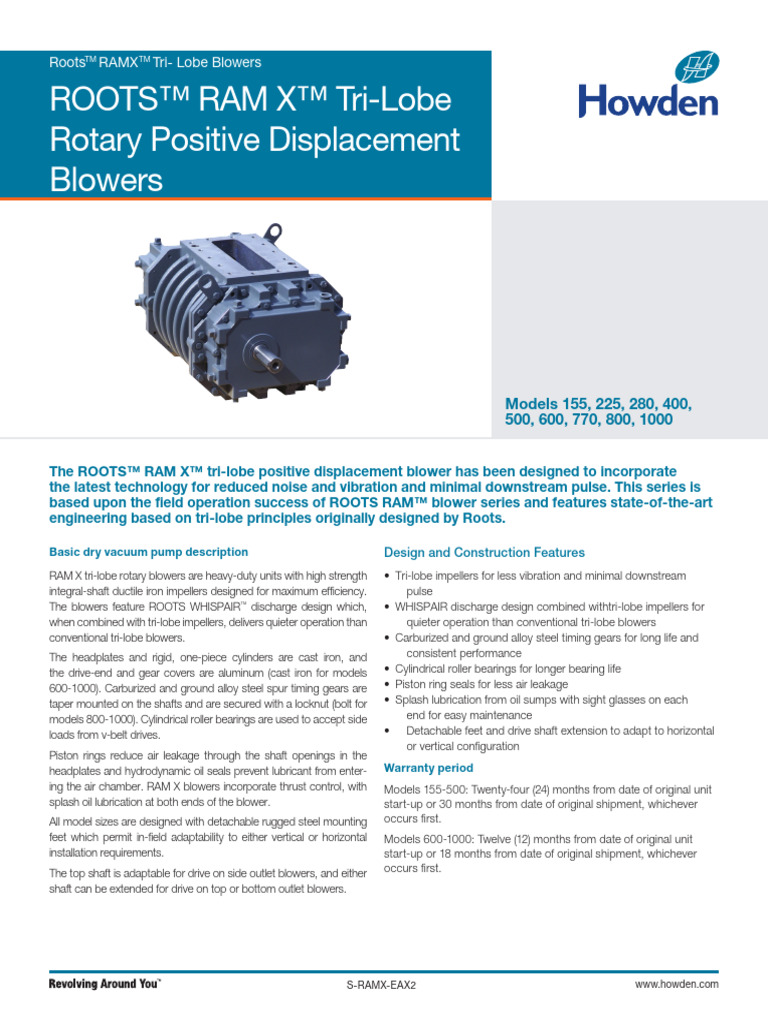 HOWDEN S RAMX EAX2 - L Roots RAM X Tri Lobe Rotary Positive ...
